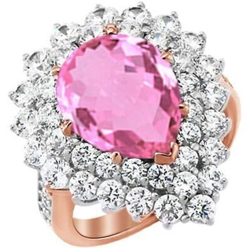 6.56Ct Pear & Simulated Diamond Tourmaline Cluster Ring For Her 14k Gold Plated | eBay