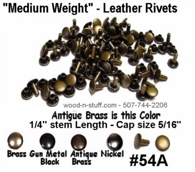 50 sets Quality! BRASS #54 Medium Weight RIVETS for LEATHER Cases Belts ...