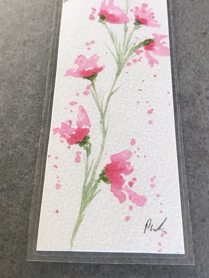 Watercolour Bookmark Original Hand Painted. Pink Floral. Unique Design ...