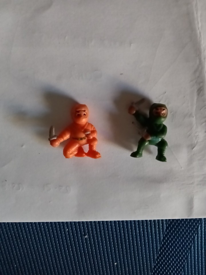 A&A China Two Miniature Figures Molded Rubber Ninjas Toys-One Orange ...