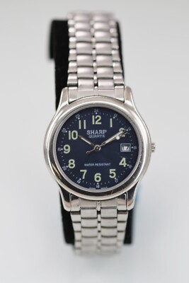 Sharp Watch Men Silver Stainless Steel Water Resistant Battery Date ...