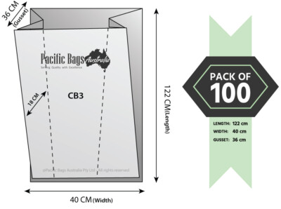 PACK OF 100 - 40 CM (+ 36CM) X 122 CM WHITE LARGE POLYWOVEN CHAFF SACKS ...