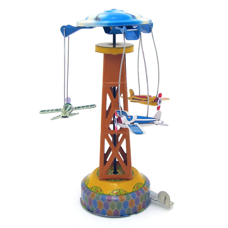 MM262 Aircraft Bi Planes Tin Toy Metal Wind Up Airplane Rotating ...