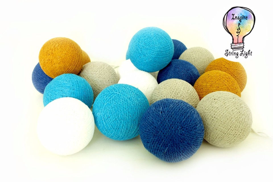 20 COTTON BALLS STRING FAIRY LIGHTS PARTY,PATIO,DECOR,CHRISTMAS,WEDDING ...