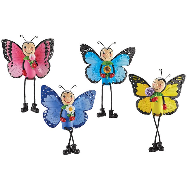 Colorful Butterfly Shelf Sitters Figurines Floral Spring Summer Set of ...