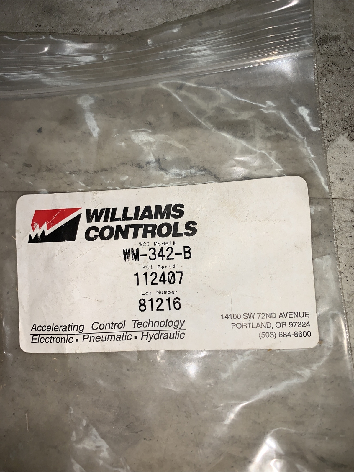 Williams Controls WM-342-B 112407 Valve, New | eBay