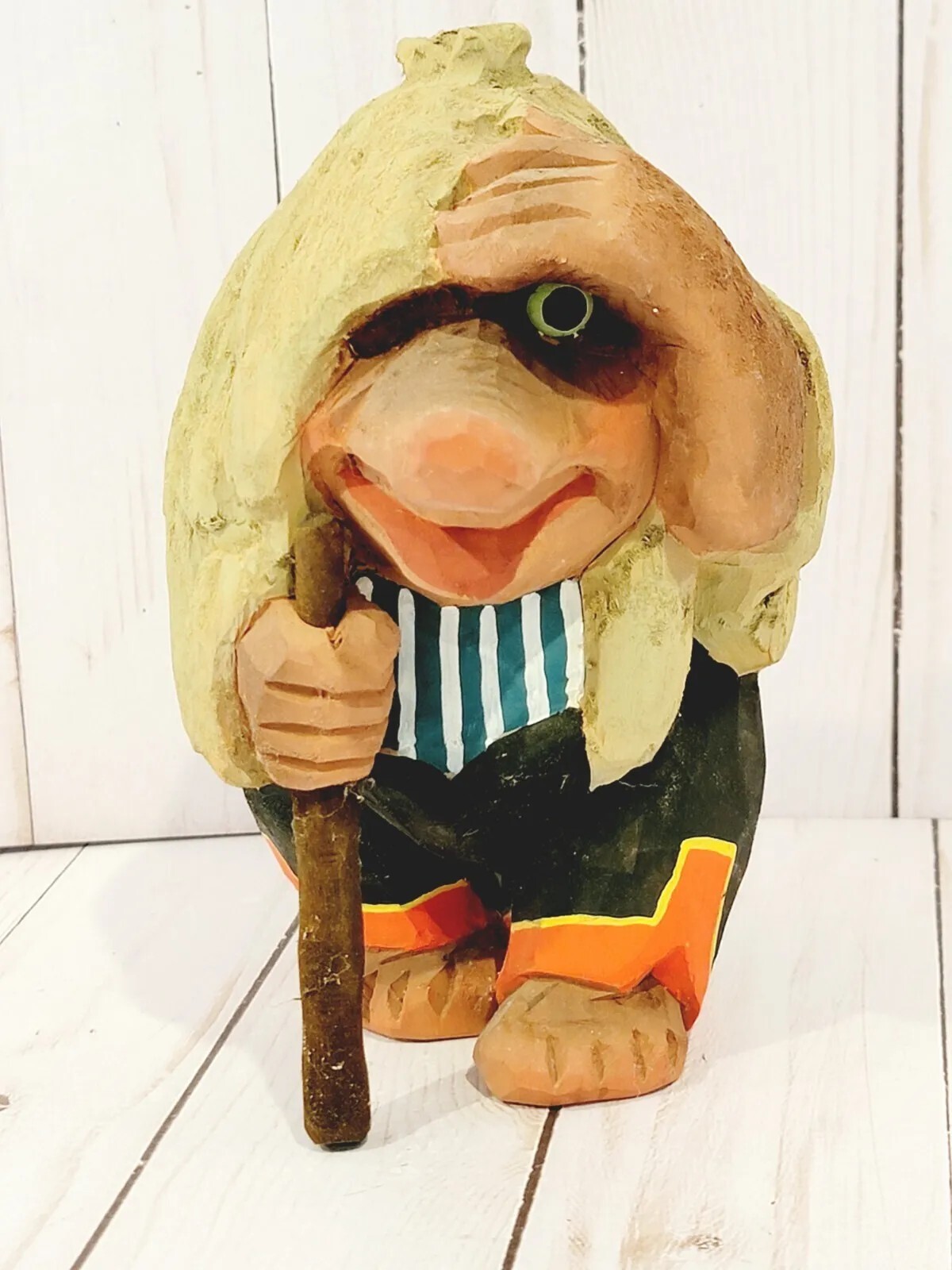 Henning Engelsen Hand Carved Figure Troll Walking Stick Norway Rare ...