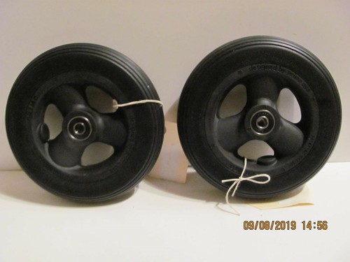 Two New CW112Q 6” x 1 ¼” Solid Urethane Rib Tires On 3 Spoke Plastic ...