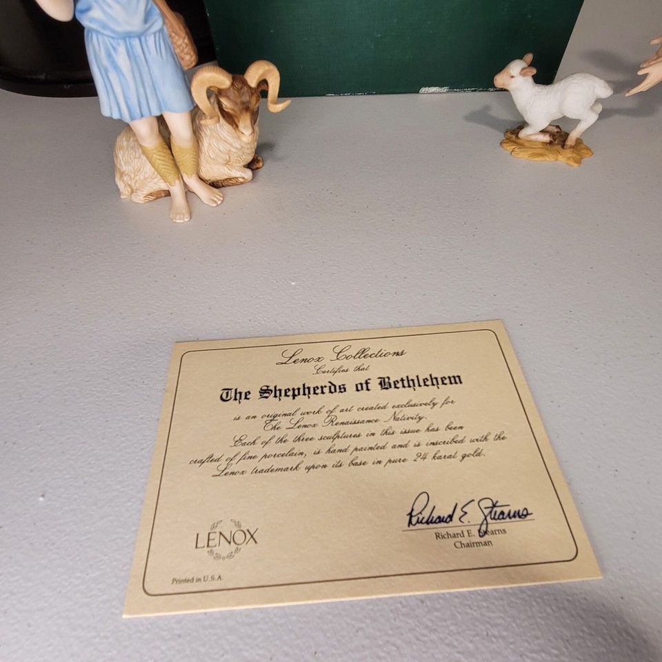 1991 Lenox Renaissance Nativity Full 15pc Set King Shepherds Animal ...