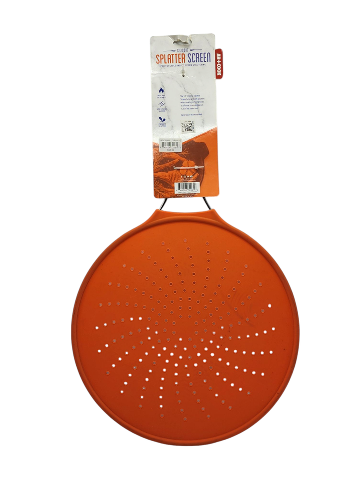 Art & Cook 12" Silicone Splatter Screen, Kitchen Cooking Utensil ORANGE ...