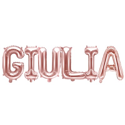 Palloncino FOIL MYLAR ROSA GOLD scritta nome GIULIA 35 cm 0Z35 | eBay