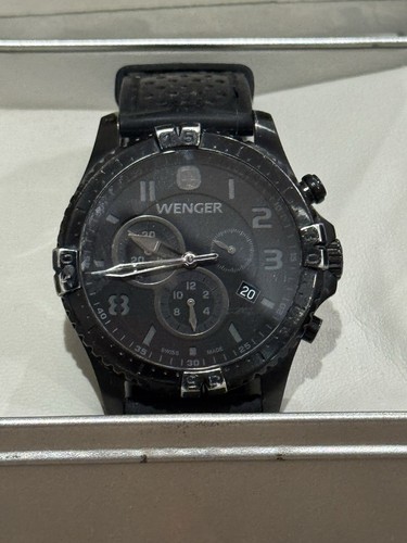 Wenger Swiss Made 100M WR Sapphire Crystal Black Men's Watch 79265 New ...