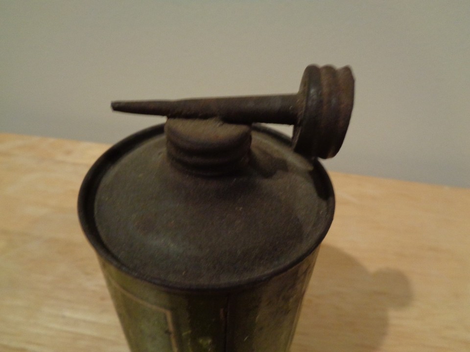 TEXACO OIL COMPANY GREEN ROUND CAN HANDY OILER 1920'S LOGO SPOUT TOP ...
