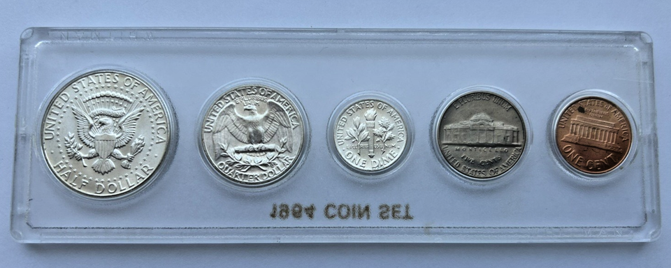 1964 Coin Set U.S. Mint Uncirculated 90% Silver JFK in Vintage Whitman ...