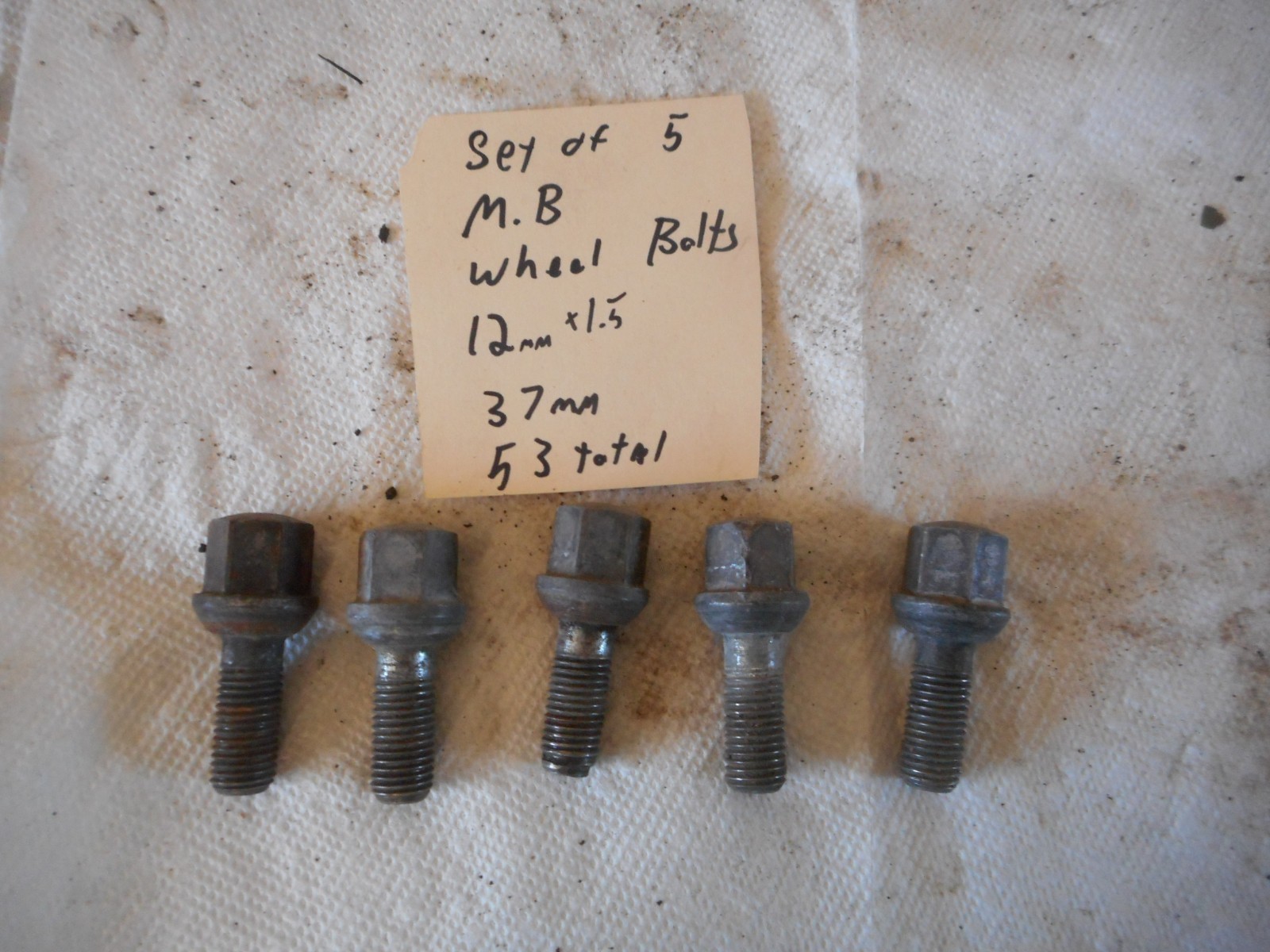 Set of five 5 Mercedes Benz Wheel Lug Bolt bolts 12mm X 1.5 37 53 mm ...