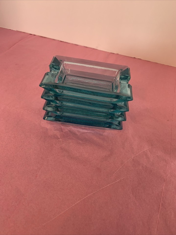 Vintage Fostoria Blue Coin Glass Rectangular Ash Tray | eBay