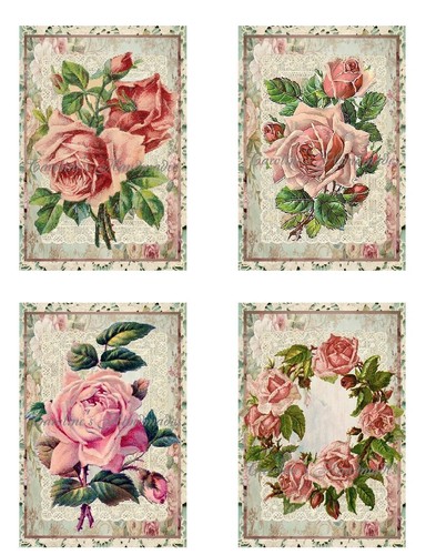 Vintage Pink Roses & Lace A Designer MULTI-SIZE SET Cotton Fabric Quilt ...