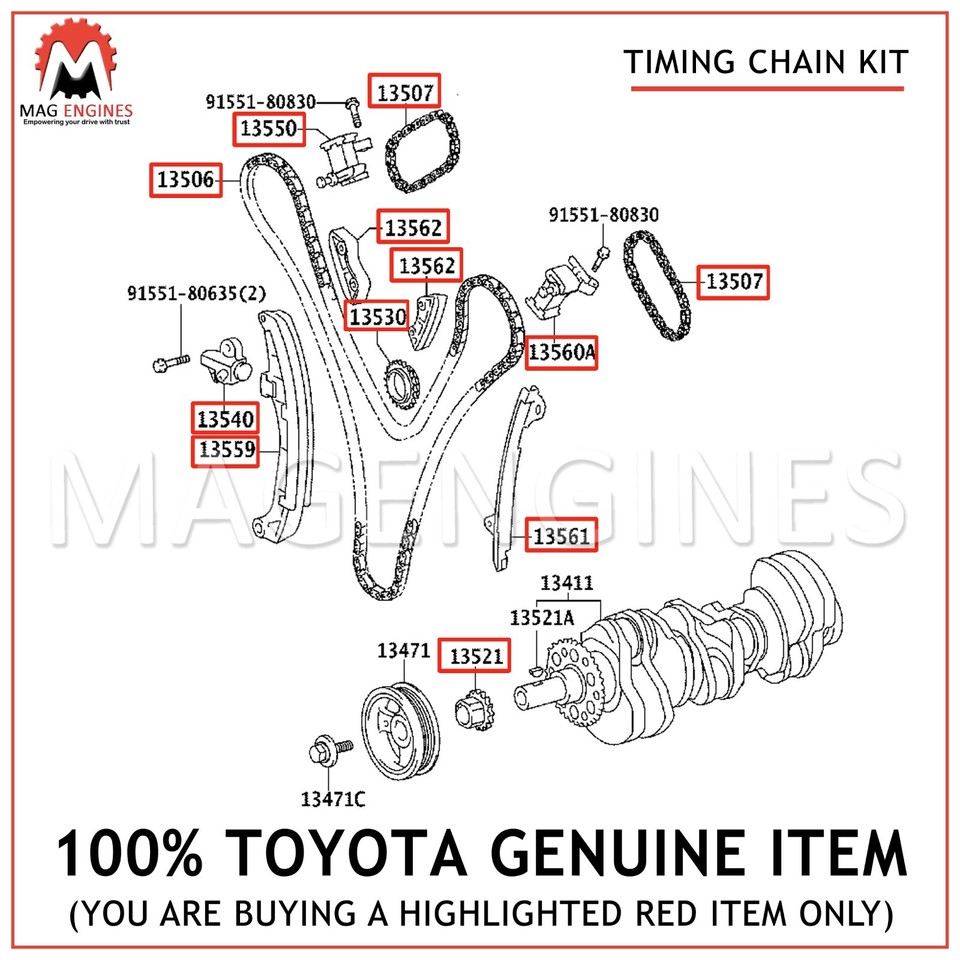 13506-31040 TOYOTA GENUINE TIMING CHAIN KIT 1GR-FE V6 4RUNNER TUNDRA LC ...
