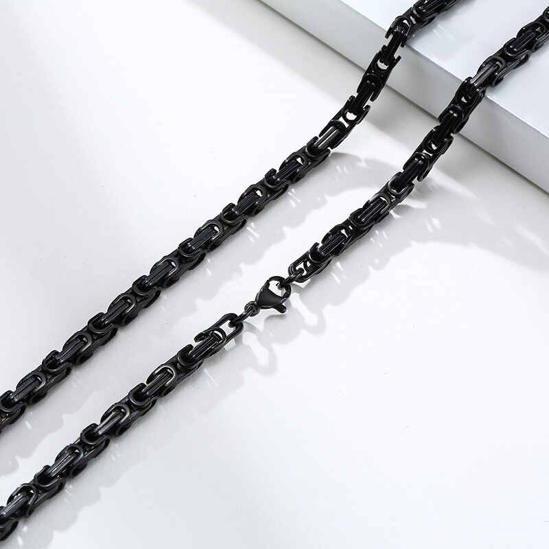 Mens Stainless Steel 4/5/6/8mm Byzantine Box King Chain Necklace ...