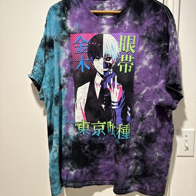 Tokyo Ghoul Anime Men's 2XL Extra Large Ken Kaneki Split Face Tie-Dye T ...