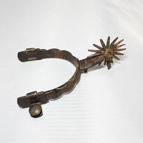 ANTIQUE HAND FORGED WESTERN AMERICANA COWBOY SPUR 17-PT ROWEL | eBay