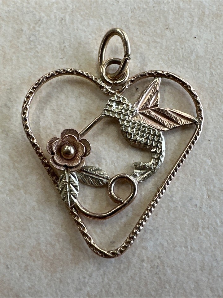 Coleman Co. 10K Black Hills Yellow Gold & Rose Gold Hummingbird Pendant ...