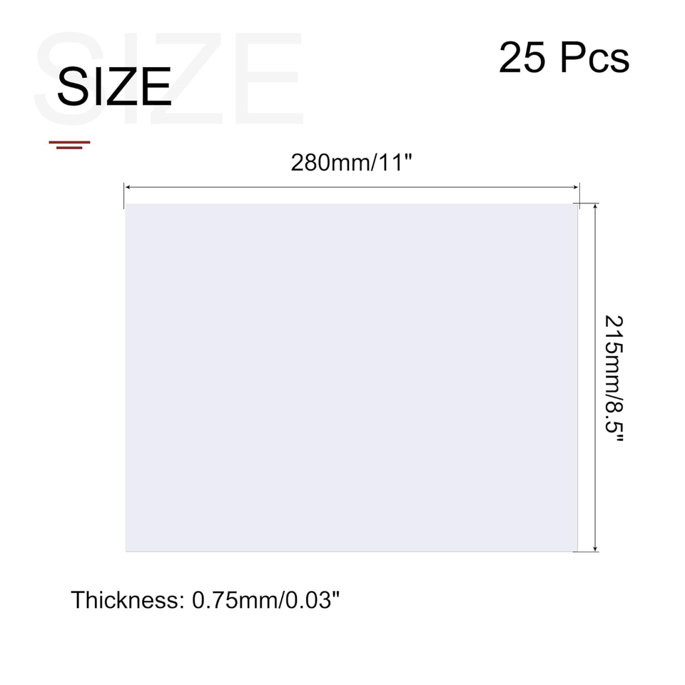 25 Pack Clear Plastic Sheet Transparency Panel 8.5X11X0.03'' Plastic ...