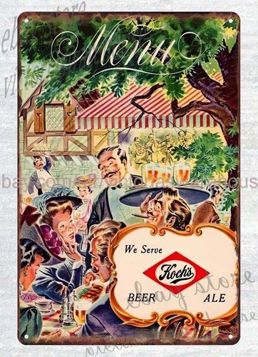 1950s koch's beer ale metal tin sign muscle brew pub decor | eBay
