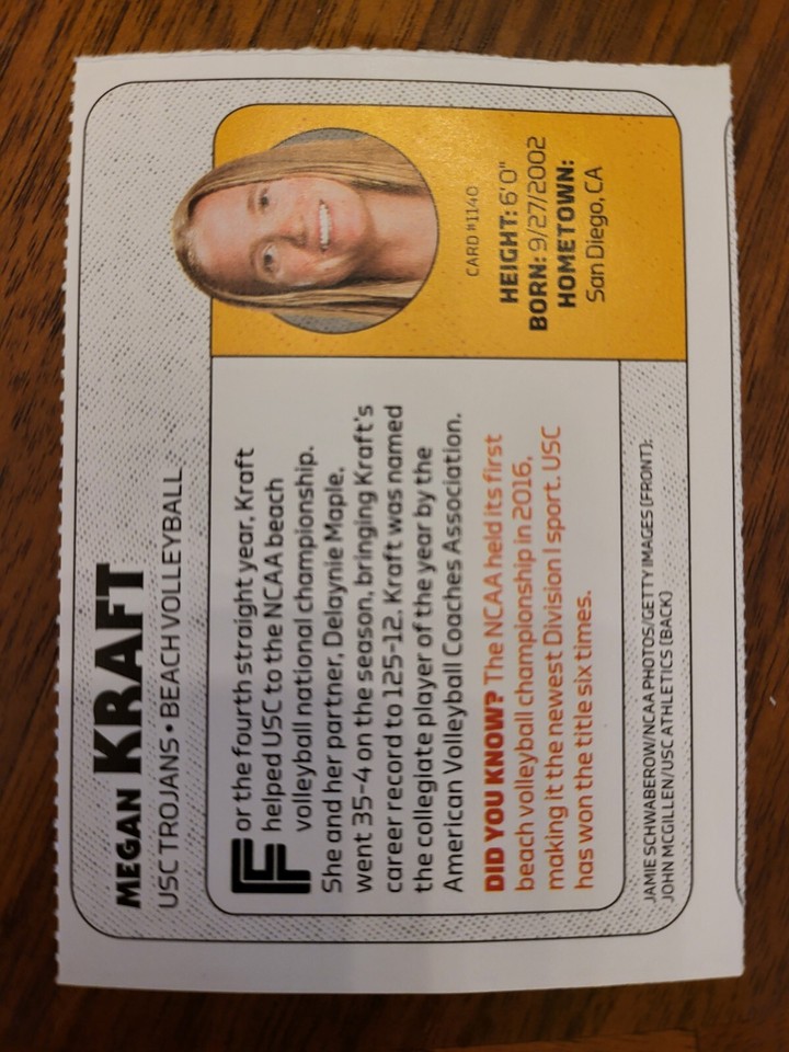 2024 SI Kids Vollyball MEGAN KRAFT USC Trojans RC Card #1140 | eBay