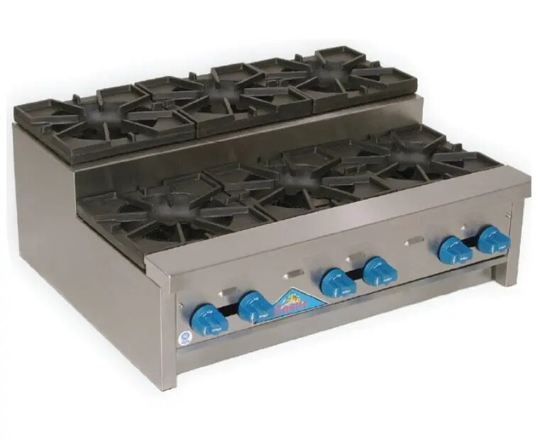 Comstock Castle CSSUHP36 36" Countertop 6 Sauté Burner Gas Step-Up Hot ...