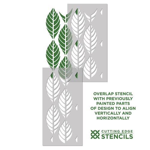 Leaves Allover Stencil Pattern - Large Stencil for Painting - Botanical ...