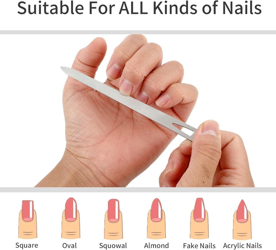 6 Pcs Metal Nail Files, Stainless Steel Fingernail Toenail Files ...