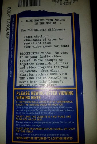 Body Language (1995, VHS) Tom Berenger, Heidi Schanz [a] | eBay