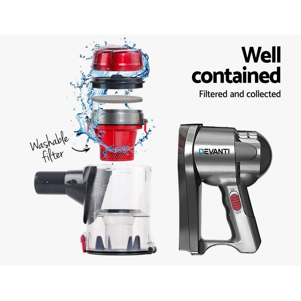 Devanti Handheld Vacuum Cleaner Bagless Corded 450W Red 9350062166291 ...