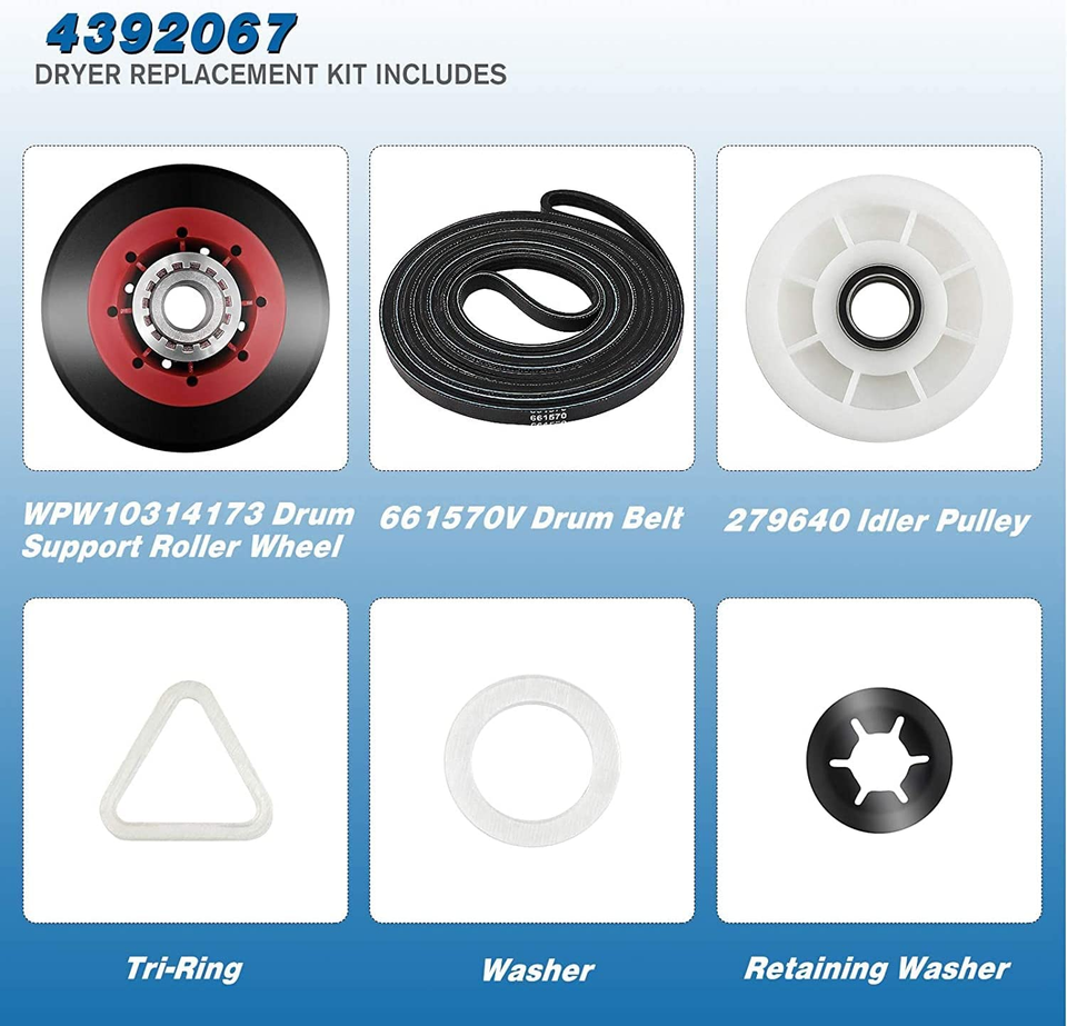 4392067 Dryer Maintenance Kit for Whirlpool (AP3109602 80047 AH373088 ...