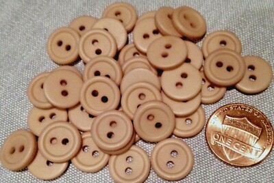 24 Small Matte Light Camel Beige Plastic Buttons Almost 1/2" 12mm 7566 ...