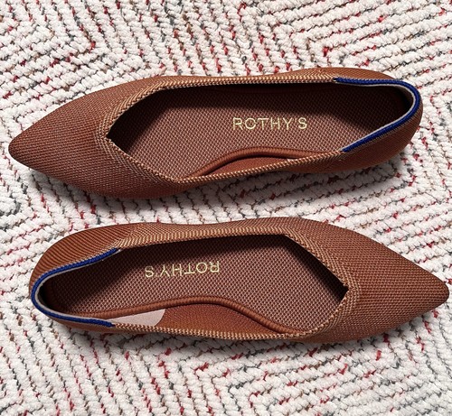 Rothys The Point Camel III Flats Womens Sz 5.5 Pointed Toe Knit Slip On ...
