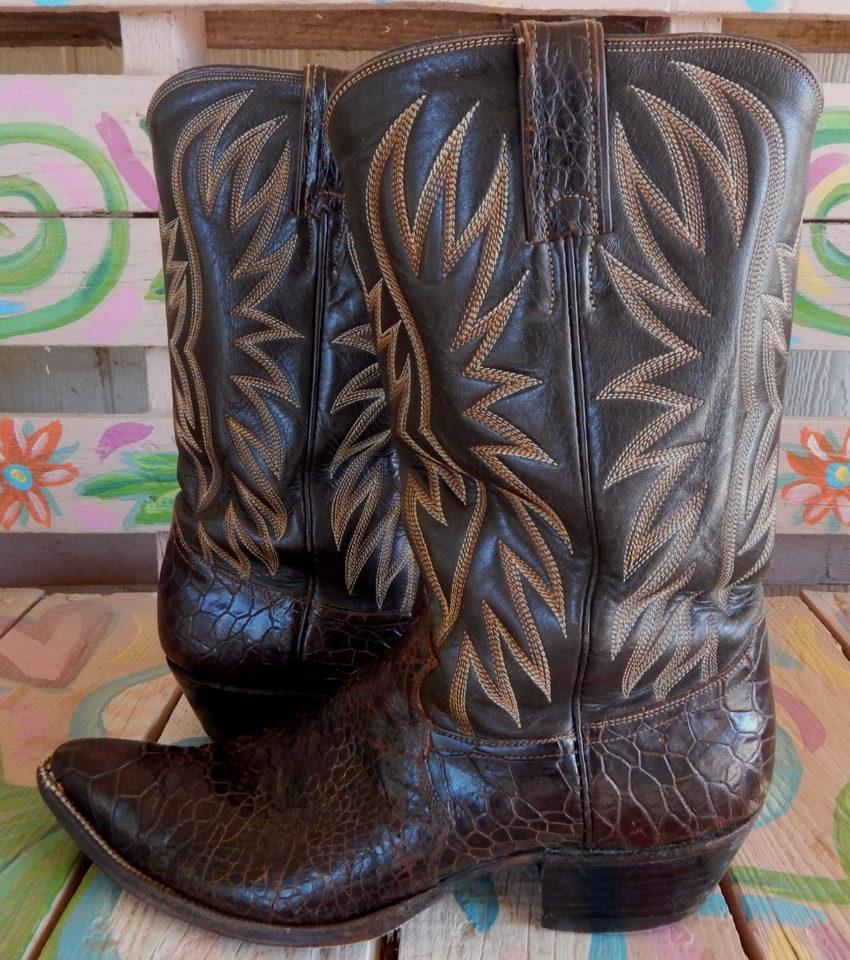 Vintage Justin Preban Caguama Turtle Cowboy Boots 11B Narrow Width | eBay