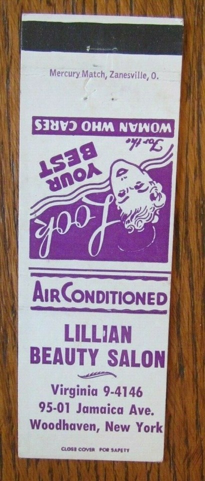 GIRLIE LADY: LILLIAN BEAUTY SALON MATCHBOOK MATCHCOVER (WOODHAVEN, NEW ...