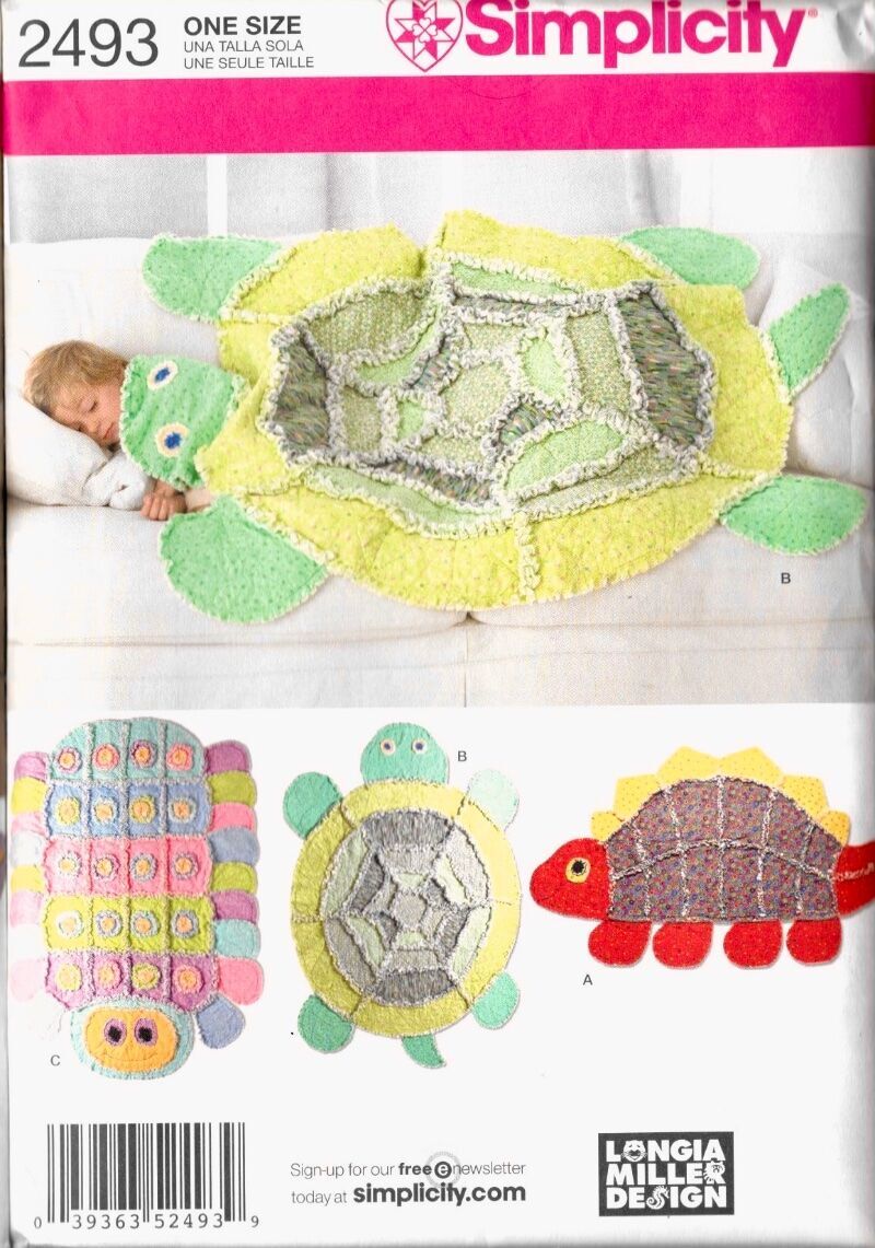 Cute RAG Quilt Wallhanging CATERPILLAR TURTLE DINOSAUR Simplicity 2493 ...