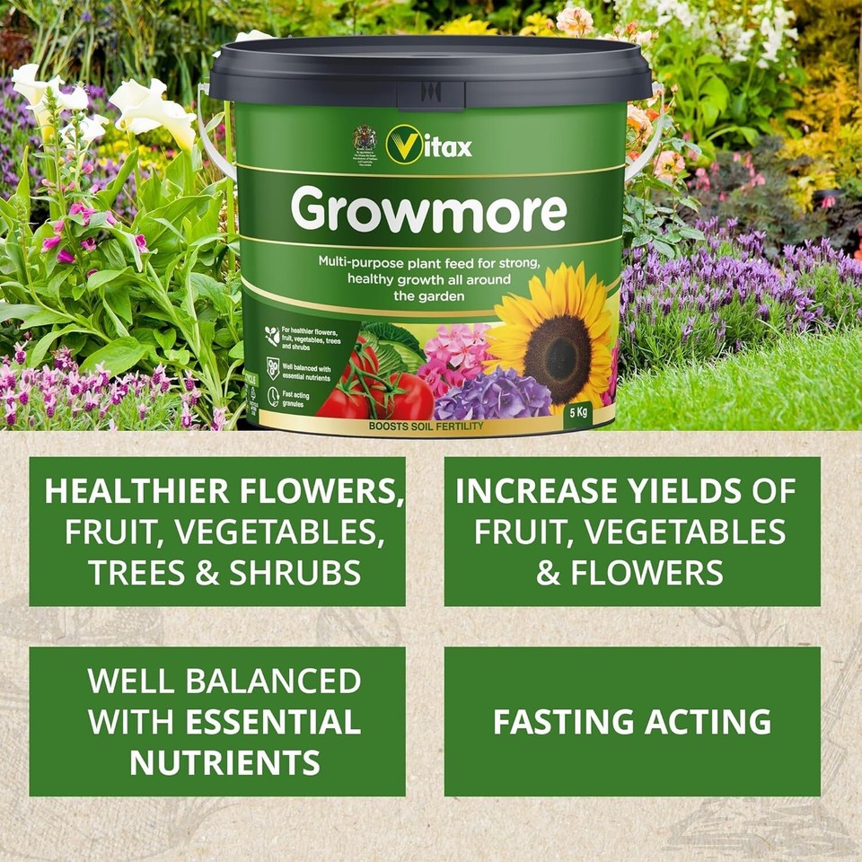 Vitax Growmore Multi Purpose Plant Feed Fertiliser Fruit Vegetables Growth 5kg | eBay UK