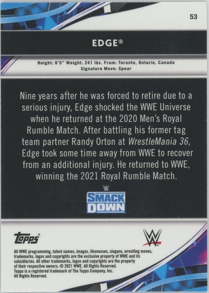 2021 Topps WWE Finest Edge #53 | eBay