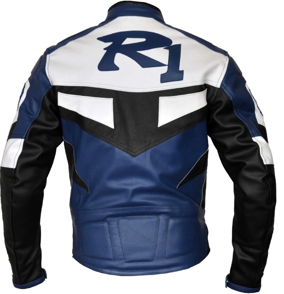 YAMAHA R1 Biker Racing Motorcycle Leather Jacket Motorbike Mens Leather ...