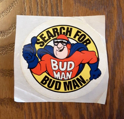 Vintage BUD MAN Budweiser Beer Sticker Decal Advertisement 3" | eBay