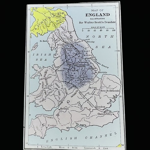 Vtg Magic Lantern Glass Slide Map Of England From Sir Walter Scott’s ...