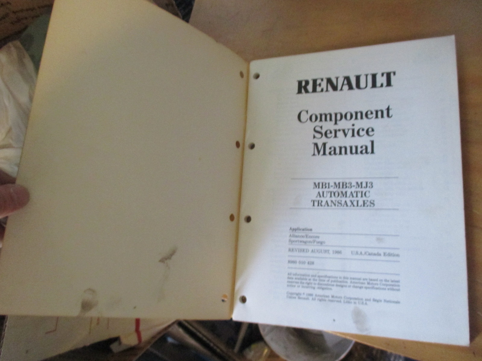 Renault Automatic Transaxles MB1 MB3 MJ3 Component Service Manual 8980 ...