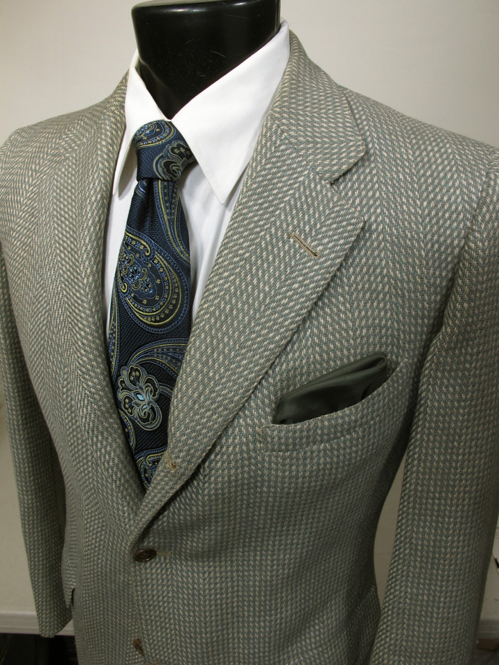 Fenn & Feinstein Vtg 50s Sport Coat Light Green Beige Tweed Wool 3/2 ...