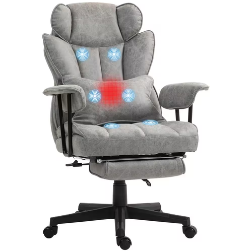 396 Lbs. Big and Tall Microfiber Massage Office Chair with Footrest ...