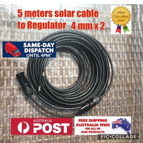 2x 5M Extension Cable Wire lead PV Connectors Solar Panel to regulator ...