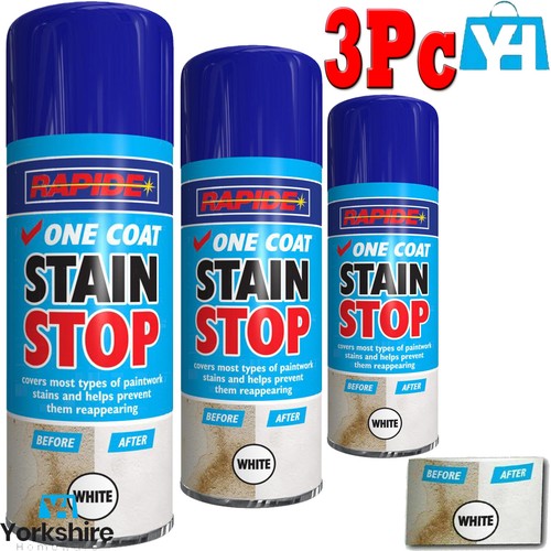 3 X 400ML STAIN STOP ONE COAT SPRAY BLOCKER AEROSOL DAMP MOULD ...
